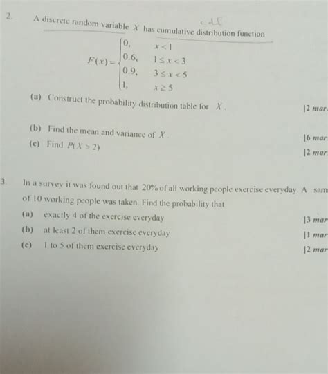 2 A Discrete Random Variable X Has Studyx