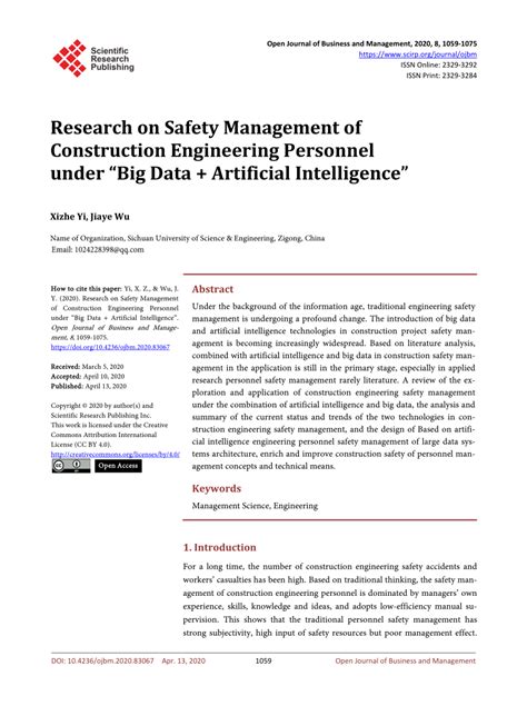 Pdf Research On Safety Management Of Construction Engineering Personnel Under “big Data