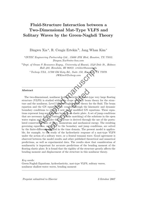 Pdf Fluidstructure Interaction Between A Two Dimensional Mat Type