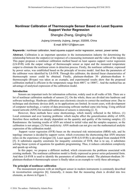 Pdf Nonlinear Calibration Of Thermocouple Sensor Based On Least