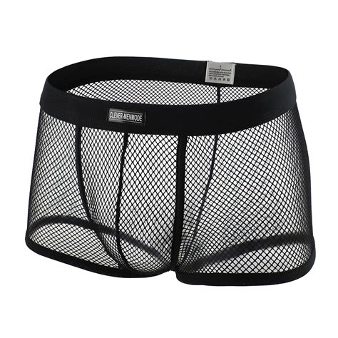 Clever Menmode Sexy Mens See Through Boxer Briefs Sheer Mesh Shorts