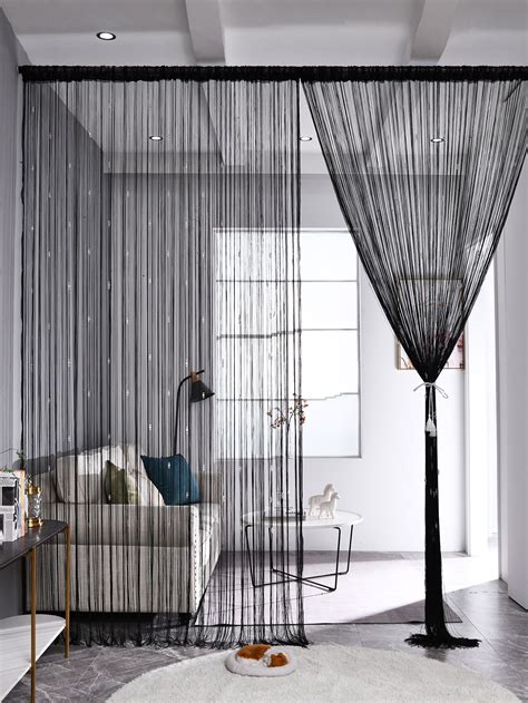 Norbi Window Door Room Divider Line String Curtain Tassel Scarf Valance Black Artofit