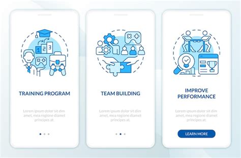 Premium Vector Gamification In Workplace Blue Onboarding Mobile App