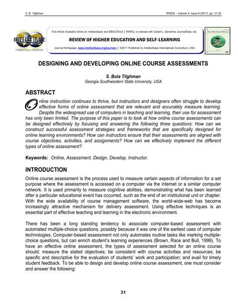 Online Course Assessment Design And Development