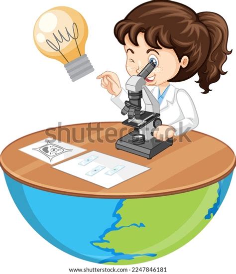 Scientist Girl Using Microscope Illustration Stock Vector Royalty Free 2247846181 Shutterstock