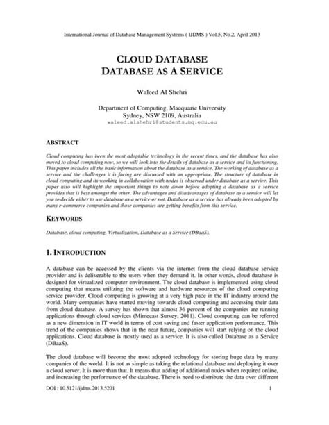 Cloud Database Database As A Service Pdf Cloud Computing Internet Cloud Database Database As A Service Pdf Cloud Computing Internet