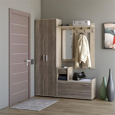 Прихожая эверест тандем с распашным шкафом шп 1 и тумбой левая сонома трюфель Dtm 2497