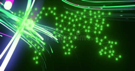 Network Of Connections And Data Processing Animation Over World Map Stock Footage Video Of