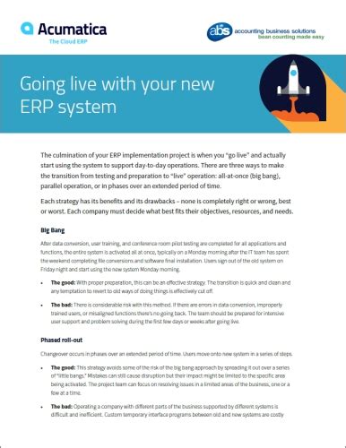 Going Live With Your New Erp System Abs Bean