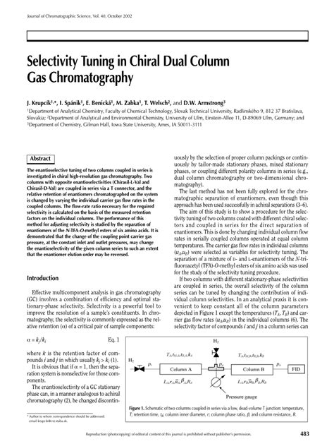 Pdf Selectivity Tuning In Chiral Dual Column Gas Chromatography