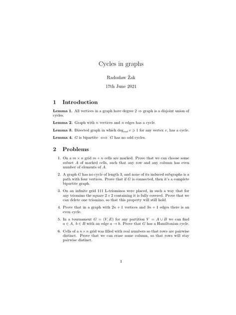 Cycles In Graphs Pdf Mathematics Mathematical Concepts