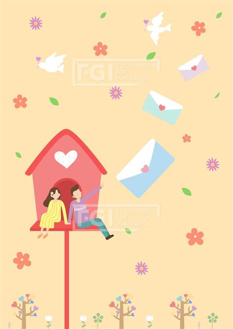 Sill075 연인018 Sill075 프리진 일러스트 사람 여자 성인 남자 생활 Lovers 일러스트 우체통 우편 사랑 메세지 연애 에프지