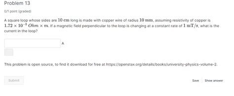 Solved Problem 13 01 Point Graded A Square Loop Whose