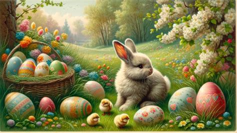 Easter Bunny Rabbit Scenes Elegant Tea Time Music Happy Classical