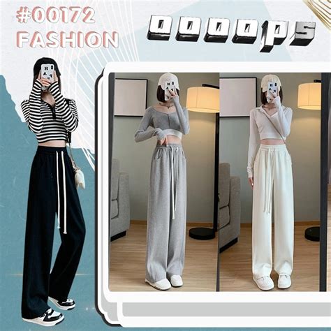 กางเกงขายาวสายฝอ กางเกงวอร์มผู้หญิง เอวสูง ใส่เชือกที่เอว สีสวยมาก 00190 Shopee Thailand