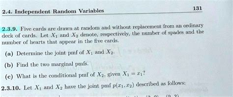 Solved 24 Independent Random Variables 131 239 Five Cards Are
