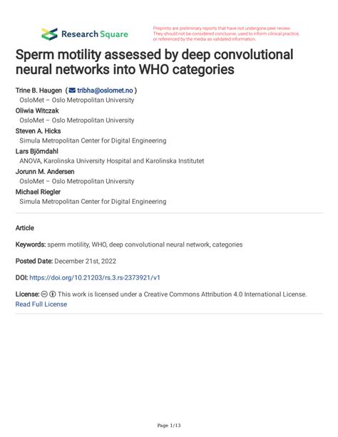 Pdf Sperm Motility Assessed By Deep Convolutional Neural Networks Into Who Categories