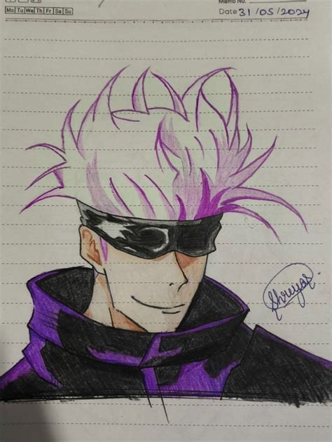 Gojo Satoru Coloured Pencil Art Jjk Color Pencil Art Pencil Art Art