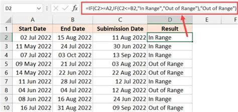 simple date range checking in excel
