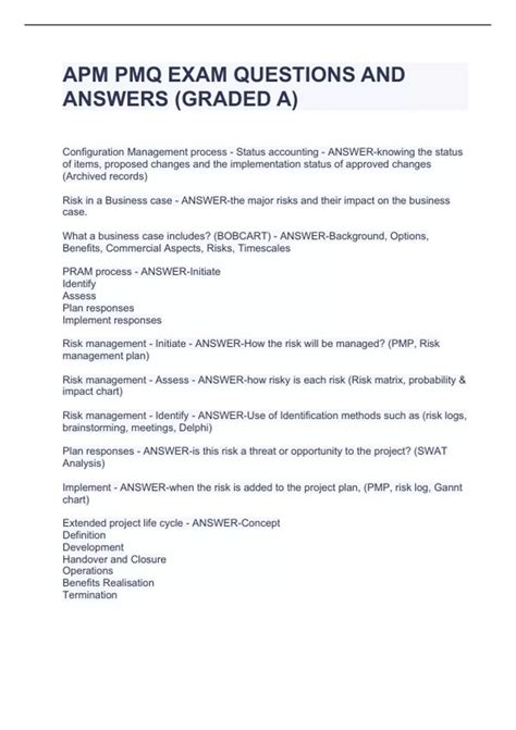 Apm Pmq Exam Questions And Answers Graded A Apm Pmq Stuvia Us