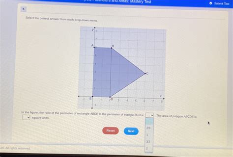 Solved Melers And Areas Mastery Test Submit Test 5 Select The Correct Answer From Each Drop