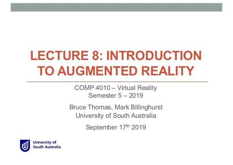 Lecture 8 Introduction To Augmented Reality