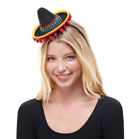 Mini Sombrero Hat Costume Headband Black Free Shipping
