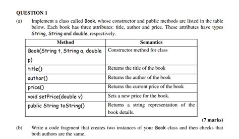 Solved Question 1 A Implement A Class Called Book Whose