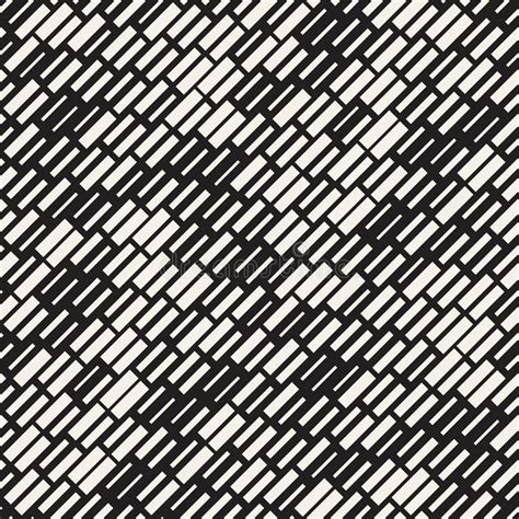 Vector Seamless Black And White Irregular Dash Rectangles Grid Pattern Trendy Monochrome