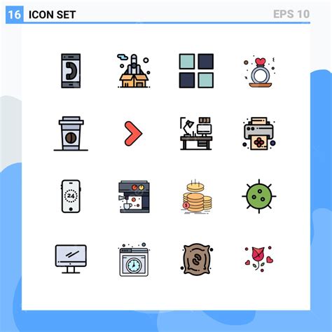 Flat University Vector Design Images 16 Universal Flat Color Filled Line Signs Symbols Of