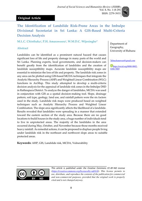 Pdf The Identification Of Landslide Risk Prone Areas In The Imbulpe