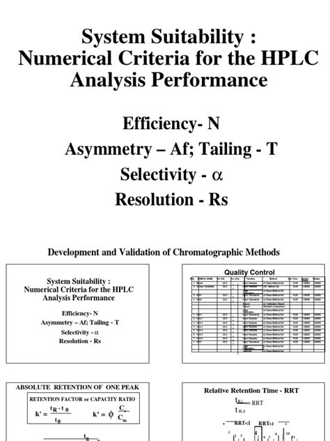 Sst Numerical Criteria For Hplc Pdf Pdf Chromatography Viscosity