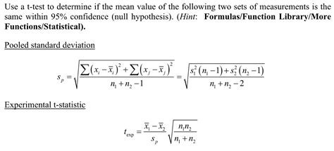 Solved Use A T Test To Determine If The Mean Value Of The Chegg Com