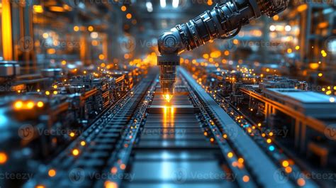 A Robotic Arm Is Engaged In Precision Fabrication Utilizing Laser Technology To Process