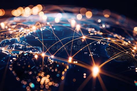 Digital Data Network Node Conveying Global Abstract Illustration Of A