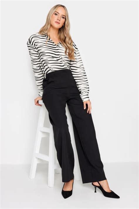 Lts Tall Womens Black Wide Leg High Waisted Trousers Long Tall Sally