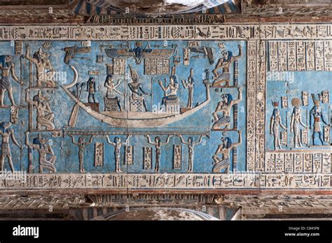 Interior Details Of Dendera Temple Showing The Newly Cleaned Ceiling