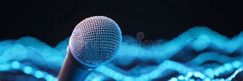 Microphone Capturing Sound Waves Music And Voice Recording Concept