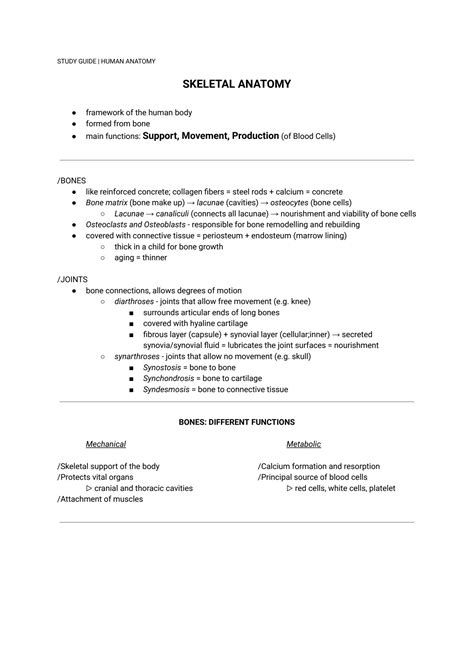 SOLUTION Study Guide Human Anatomy Skeletal Anatomy Studypool