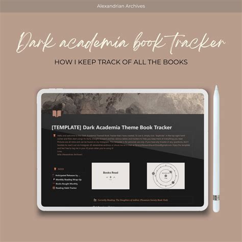 Notion Book Tracker Dark Academia Notion Template Tbr Digital Planner For Readers Digital