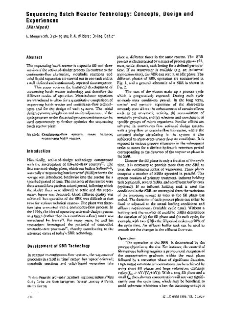 pdf sequencing batch reactor technology concepts design and
