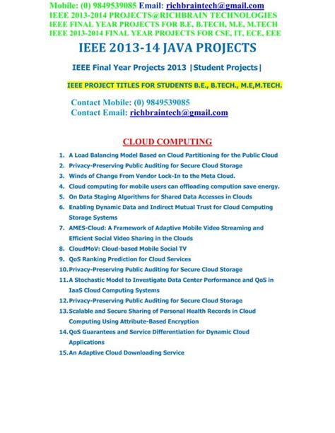 Ieee 2013 2014 Mca Java Projects Richbrain Technologies Pdf
