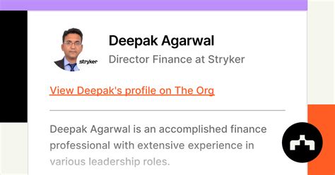 Deepak Agarwal Director Finance At Stryker The Org