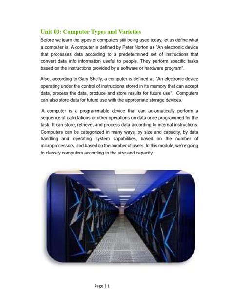 Computer Types And Their Uses Pdf Microcomputers Central Processing Unit