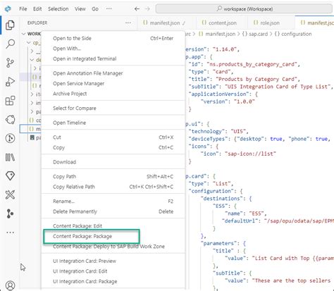 Create A Content Package With Your UI Integration Card SAP Tutorials