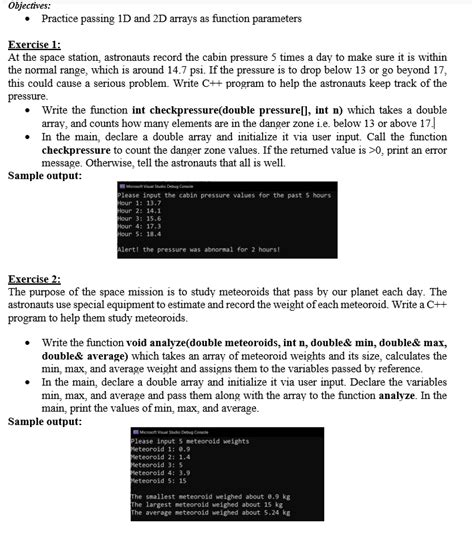Solved Objectives • Practice Passing 1d And 2d Arrays As