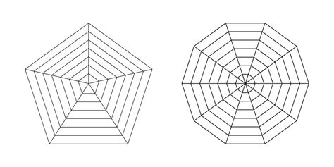 Pentagon Graph Set Of Polygon Radar Spider Templates Spider Mesh
