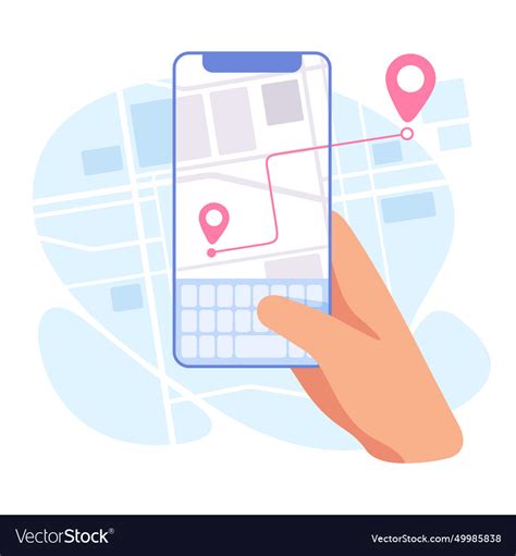 Hand Hold Mobile Smartphone With Navigation Vector Image