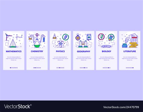 Mobile App Onboarding Screens Science And School Vector Image