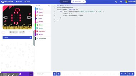 Microsoft Makecode For Micro Bit Step Counter Youtube